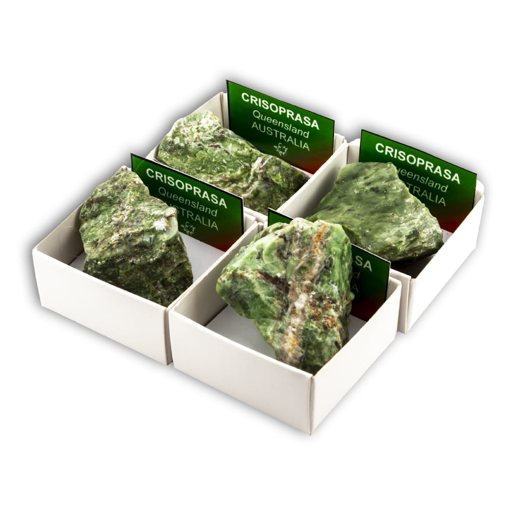Crisoprasa en Cajita de Colección 4x4 cm – Colecciones de Minerales