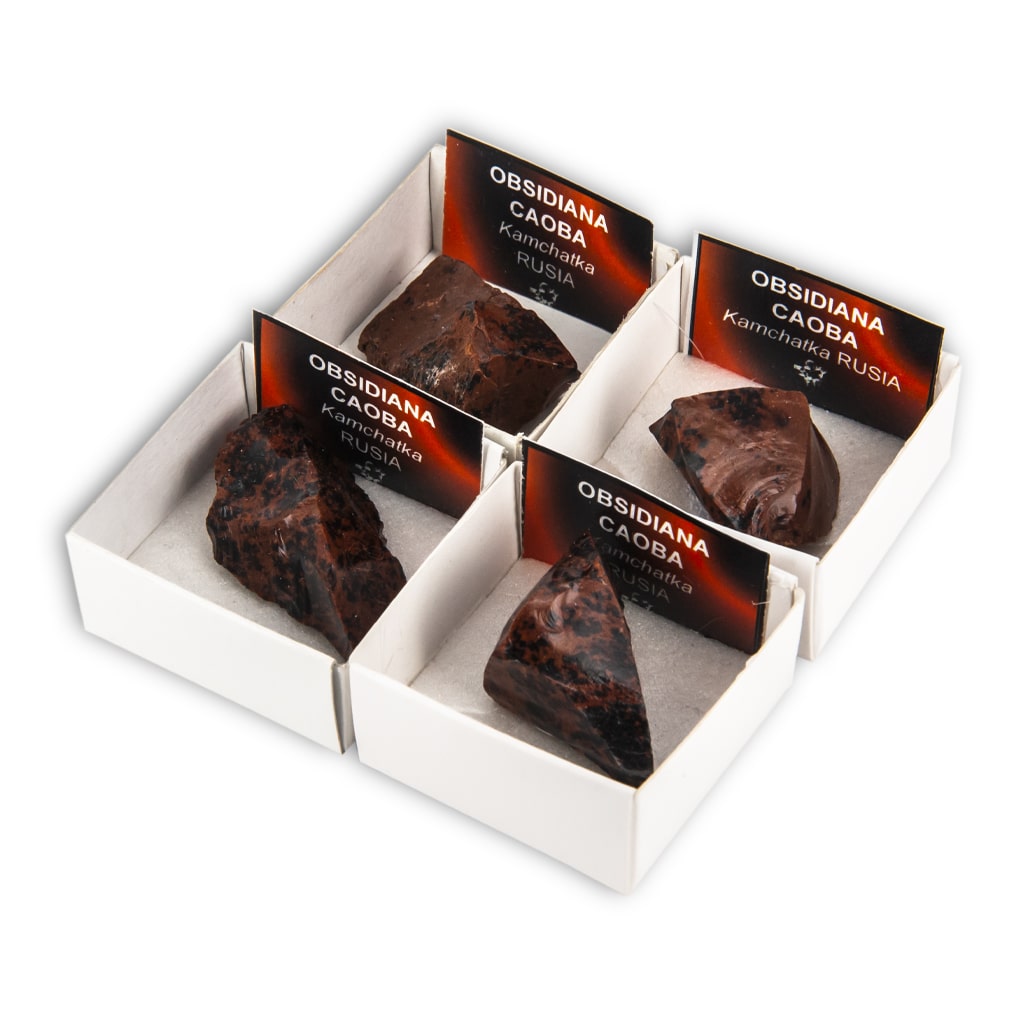 Obsidiana Caoba en Cajita de Colección 4x4 cm – Colecciones de Minerales